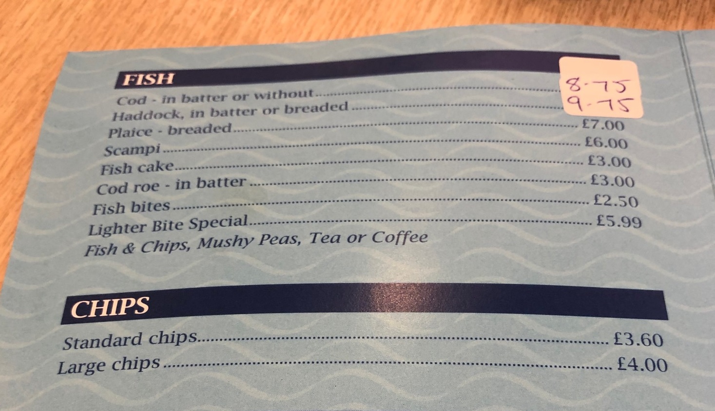 Fish and Chips at the West Hoe Fryers in Plymouth