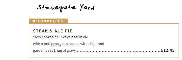 Pies at Stonegate Yard in York
