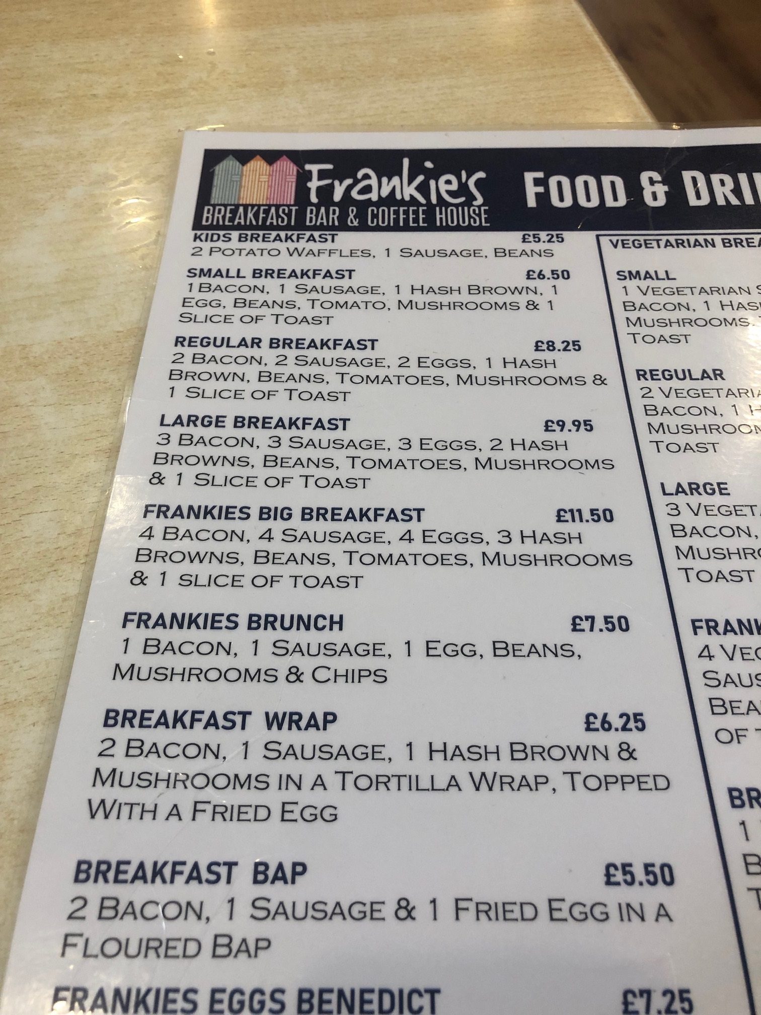 Breakfast at Frankies in Paignton