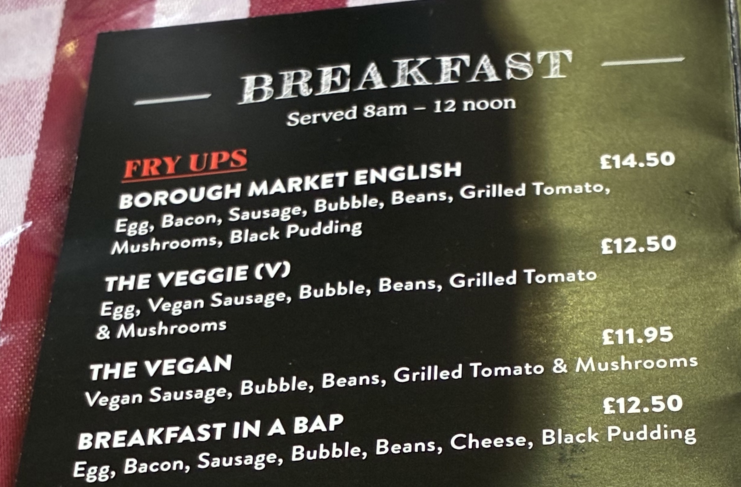 Maria’s Cafe in Borough Market – Top Level Fry Up